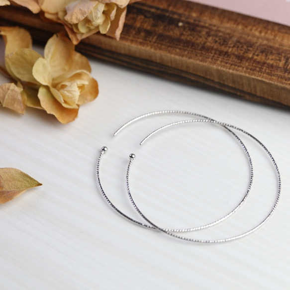 K10WGカットフープピアス40mm ピアス（フープ） 森の園宝飾 通販｜Creema(クリーマ) 2343204