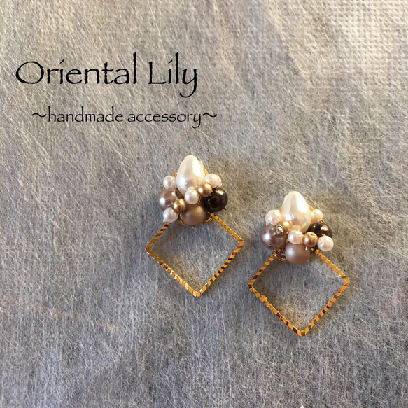 ブラウンとシカク ピアス（その他） OrientalLily 通販 1676258｜Creema(クリーマ)