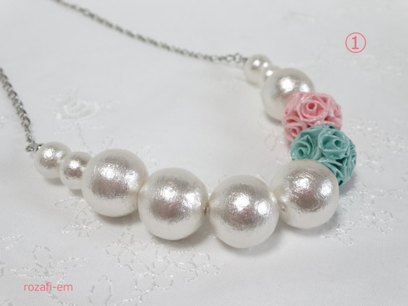 【ネックレス】コットンパールと薔薇 ネックレス・ペンダント rozafi-em 通販｜Creema(クリーマ) 1796309