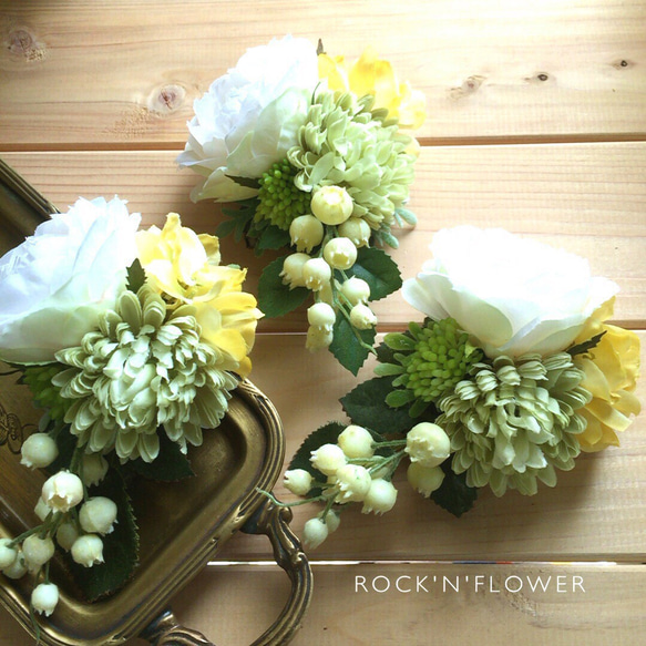 yellowキャスケードコサージュ＊柔らかカラー♪ コサージュ ROCK'N'FLOWER 通販｜Creema(クリーマ) 1728394