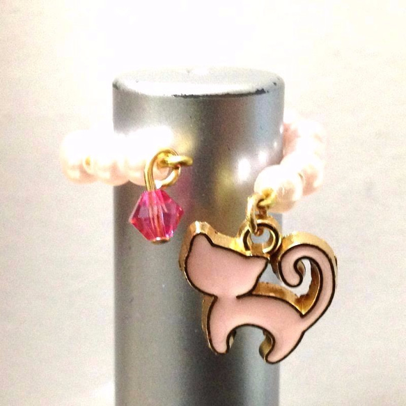 桜猫とスワロのパールカフリング 指輪・リング にゃん雑貨 -Nyanzakka- 通販 4013692｜Creema(クリーマ) ハンドメイド ...