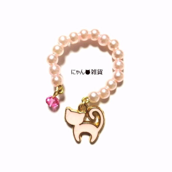桜猫とスワロのパールカフリング 指輪・リング にゃん雑貨 -Nyanzakka- 通販 4013692｜Creema(クリーマ) ハンドメイド ...
