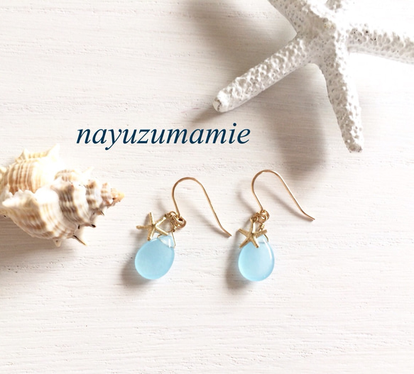 Creema限定＊k14gf天然石&starfish＊フックピアス【592】 ピアス（フック・チェーン） なゆずまみぃ 通販 4386199 ...