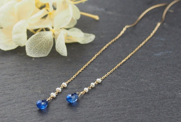 K10 カイヤナイトのアメリカンピアス ピアス（フック・チェーン） a-corinne 通販 2000879｜Creema(クリーマ)