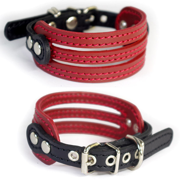 イタグレミニピン用革首輪（赤＋黒）SmallTypeE003 リード・首輪 extraheavy 通販 8707128｜Creema(クリーマ)