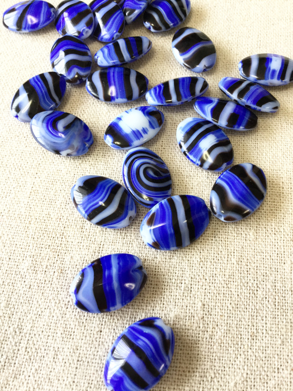 MC.545 ヴィンテージ ブルーマーブルのオーバルビーズ(2個セット) ビーズ アージェントビーズ 通販 5930276｜Creema(クリーマ)