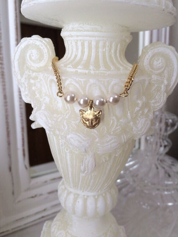 真鍮ネコチャームPearlブレス ブレスレット KAYT 通販 1771792｜Creema(クリーマ)