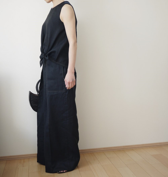 リネン「BONTAN」パンツ BK キュロット・ワイドパンツ aml 通販｜Creema(クリーマ)