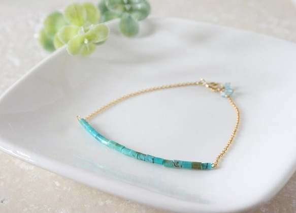 ターコイズのラインブレスレット｜turquoise B ブレスレット UN*DEUX 通販｜Creema(クリーマ) 5458760