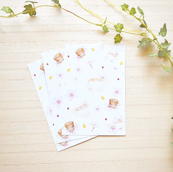 ポストカード5枚セット 桜咲くカフェでコーヒータイム【個別発送】 ポストカード Prism coffee bean 通販 12656081 ...