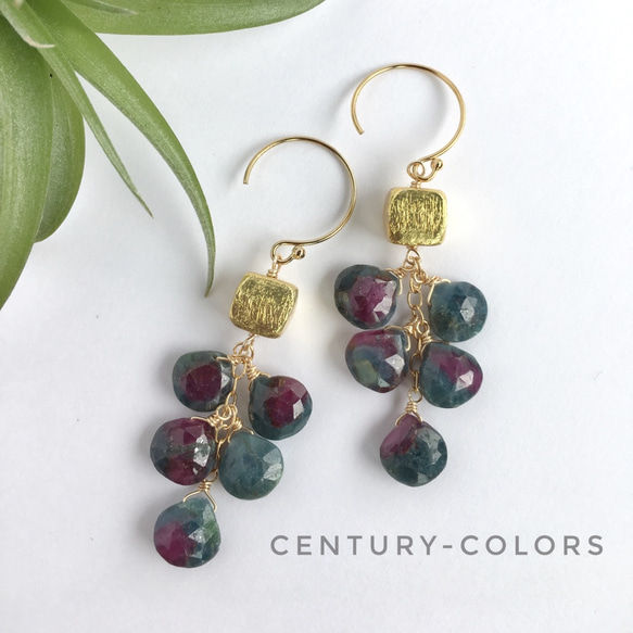 (14kgf)ルビーインゾイサイトのシャンデリアピアス ピアス（フック・チェーン） nOmka『ノムカ』 通販｜Creema(クリーマ) 4115846