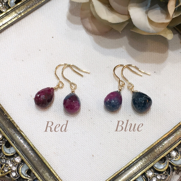 【再販！限定2個】ルビーinゾイサイトのドロップピアス(14kgf) ピアス（フック・チェーン） nOmka『ノムカ』 通販 5019489｜Creema(クリーマ)