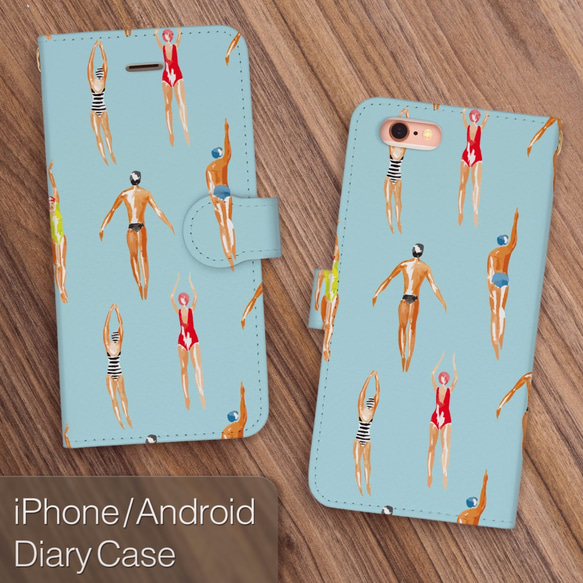 エンジョイスイミング iPhone XR XS XSmax Ⅹ 8 7 6 5 Android対応 手帳型ケース iPhoneケース・カバー ...