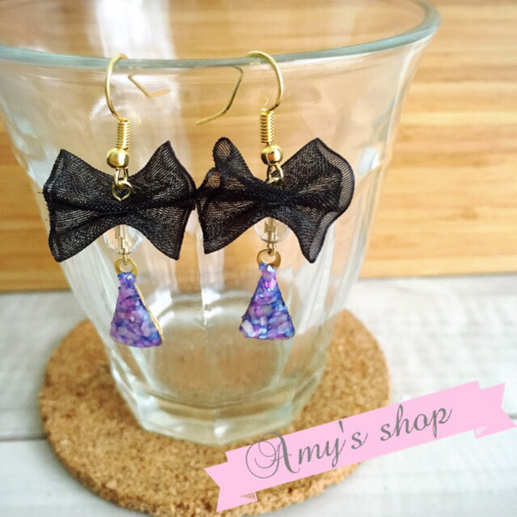 シェルリボンピアス ピアス（フック・チェーン） Amy 通販 2529569｜Creema(クリーマ)