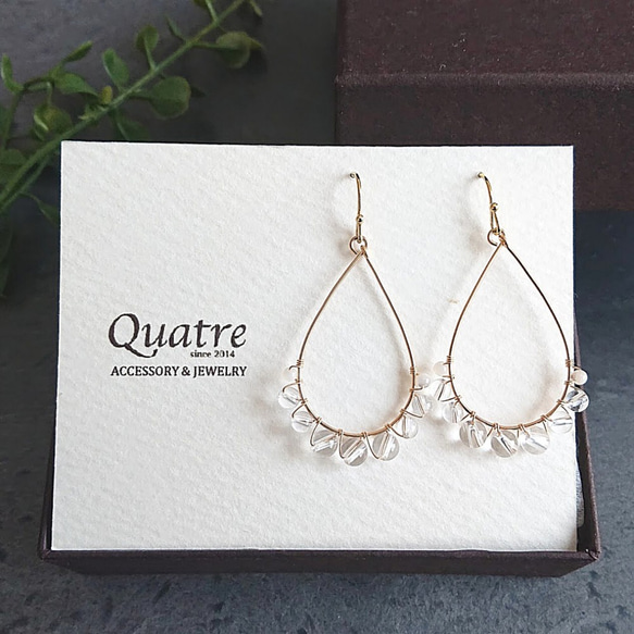 クリスタル【Crystal Quartz】 ドロップフープピアス イヤリング・ノンホールピアス Quatre 通販 10125337 ...