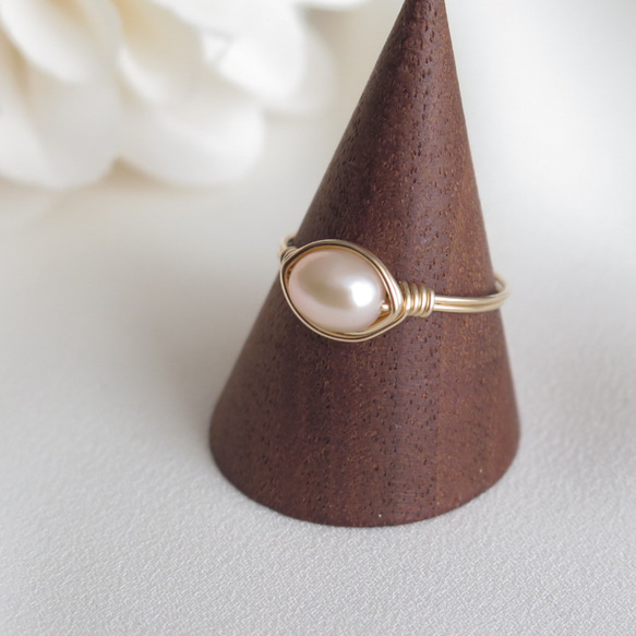 14kgf【淡水パール】ワイヤーラップ＊プチ＊デイリー＊ワイヤーリング 指輪・リング Stella accessory 通販 8636589 ...