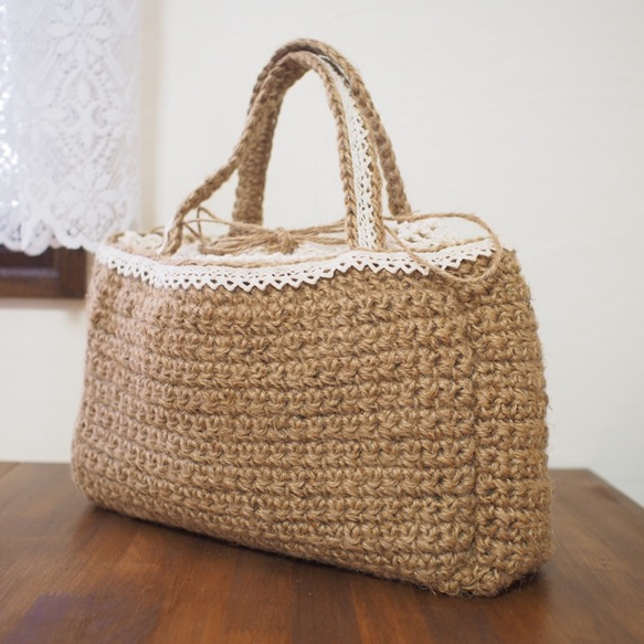 麻ひも 巾着バッグ かごバッグ kiyo - Leaves*/Akane 通販 2429645｜Creema(クリーマ)