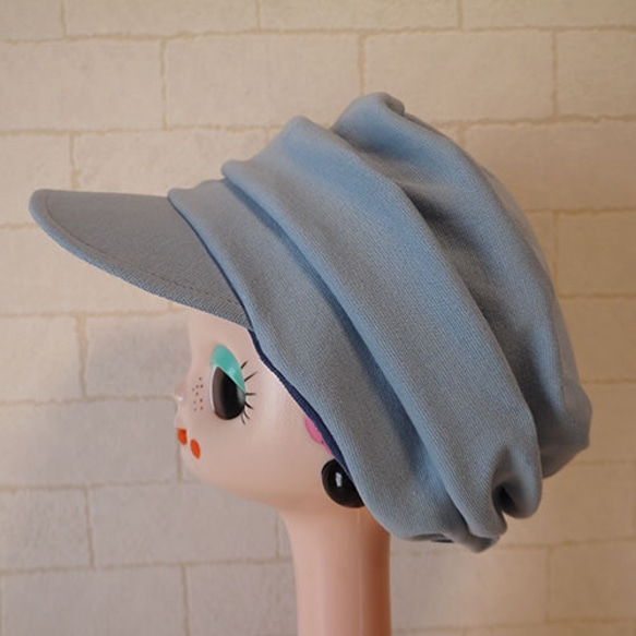 コットン素材スパンフライスニット生地で作ったニットキャップ（ブルー） キャップ cabulina 通販 8969696｜Creema(クリーマ)