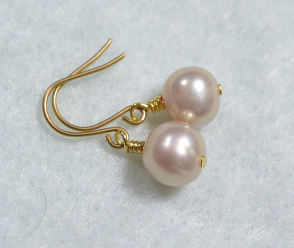 （1点もの・セール）ゴールドチタンピアス・アンティークピンクパール ピアス（フック・チェーン） febfac 通販 8771150 ...