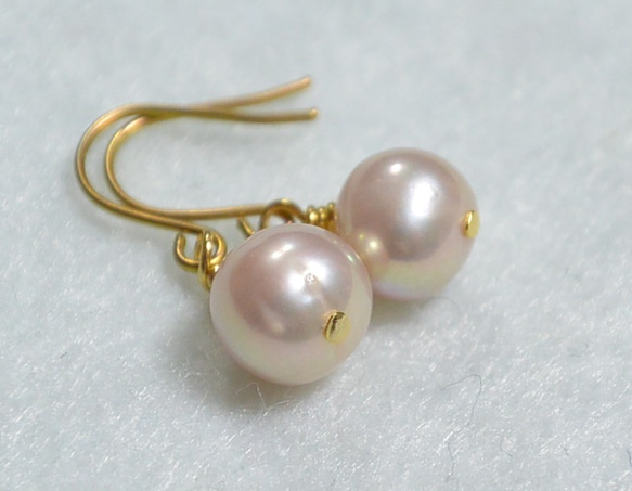 （1点もの・セール）ゴールドチタンピアス・アンティークピンクパール ピアス（フック・チェーン） febfac 通販 8771150 ...