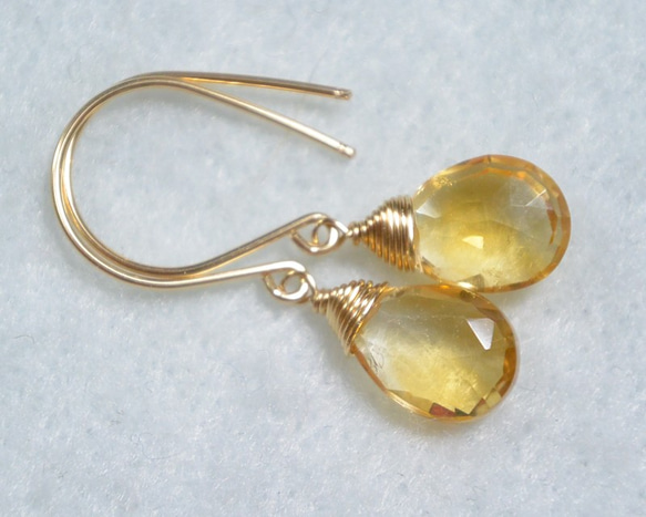 （1点もの）シトリン・ペアシェイプカットの14kgfピアス ピアス（フック・チェーン） febfac 通販｜Creema(クリーマ) 9485757