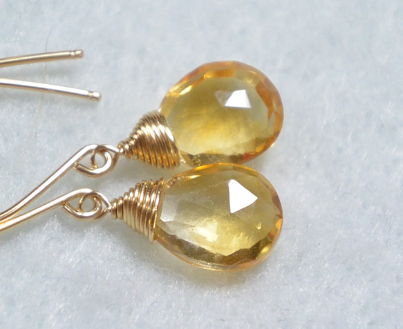 （1点もの）シトリン・ペアシェイプカットの14kgfピアス ピアス（フック・チェーン） febfac 通販｜Creema(クリーマ) 9485757