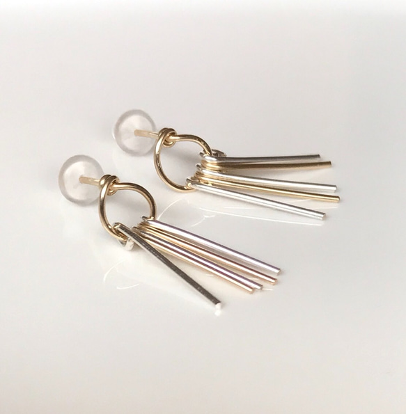 14kgf×silver filled ︎ ring fringe フリンジ ピアス ピアス（スタッド・一粒） f accessory 通販 ...