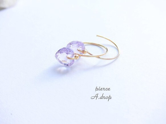 ローズアメジストのハートピアス ピアス（フック・チェーン） A.drop 通販｜Creema(クリーマ) 1791152