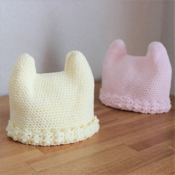 コットン100％☆新生児用 猫耳ベビーキャップ 帽子(ベビー・キッズ) zelkovacraft 通販｜Creema(クリーマ) 7516847