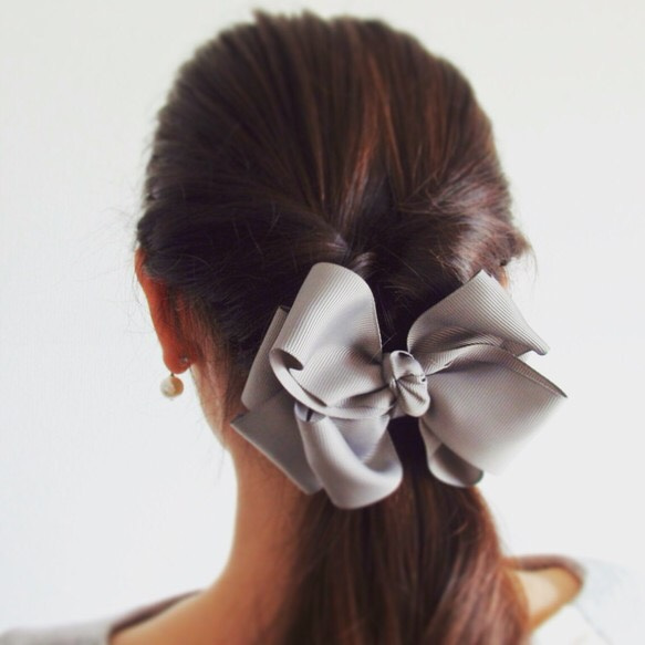 再販36♡ポフィネリボンのヘアゴム シェルグレー シュシュ ヘアアクセ ヘアアクセサリー アクセ ヘアゴム mimi le ciel 通販 ...