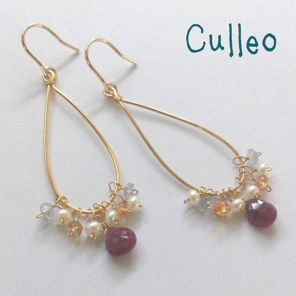 ペアシェイプピアス(ルビー) ピアス（フック・チェーン） Culleo 通販 423689｜Creema(クリーマ)
