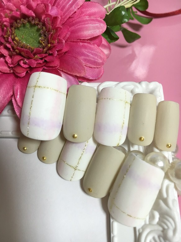 002...アーガイル柄ネイル ネイルチップ（つけ爪） M's nail 通販 1802722｜Creema(クリーマ)