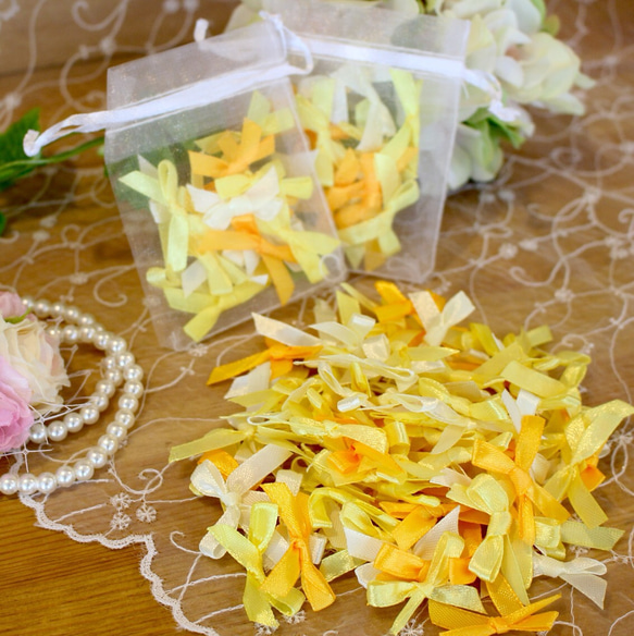 リボンシャワー イエローMIX 100個 オーガンジー袋付 その他オーダーメイド Petit Rire(プティリール) 通販 3688975 ...