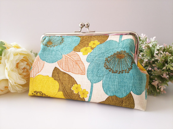 【選べるサイズ】【再販27】大胆な秋色芥子の花がま口ポーチイエロー*ケシ*フラワー*和柄浴衣カラシ がま口 夕湖 通販 5508442 ...