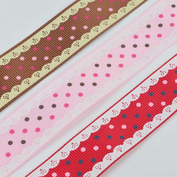 プリントグログランリボン (レース・ドット) 25mm 3本 pt-150914-8b リボン・テープ シュエット 通販 1843659 ...