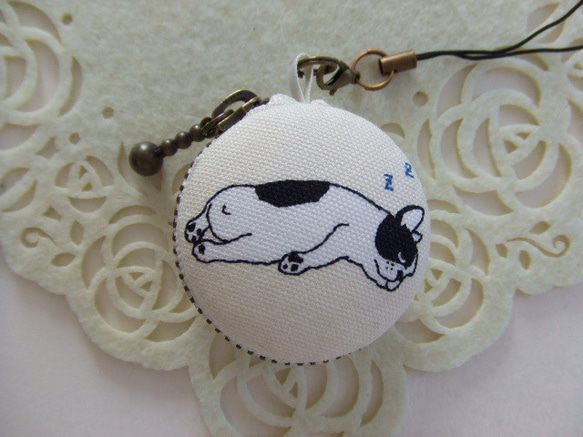 フレンチブルドッグ♪アイボリー系10/マカロンコインケース4cm(マカロンポーチ)ストラップ付 小銭入れ・コインケース tae 通販 ...