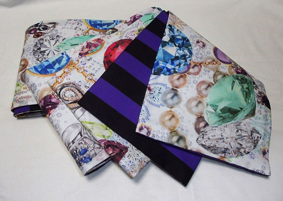 ジュエリー柄半幅帯新品 長尺リバ 和装小物（帯・半襟） お羊屋 通販｜Creema(クリーマ)