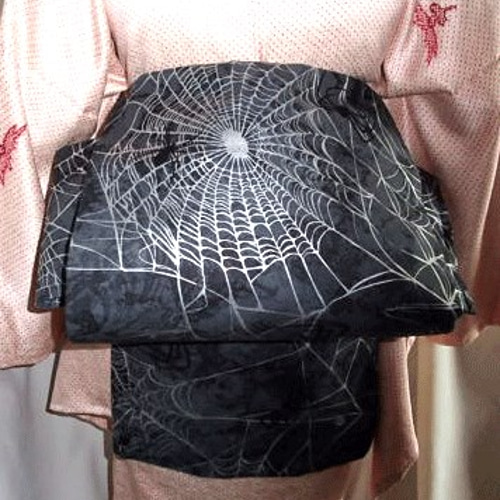 ○USAコットン蜘蛛と蜘蛛の巣柄名古屋帯新品 着物 お羊屋 ○USAコットン蜘蛛と蜘蛛の巣柄名古屋帯新品 着物 お羊屋
