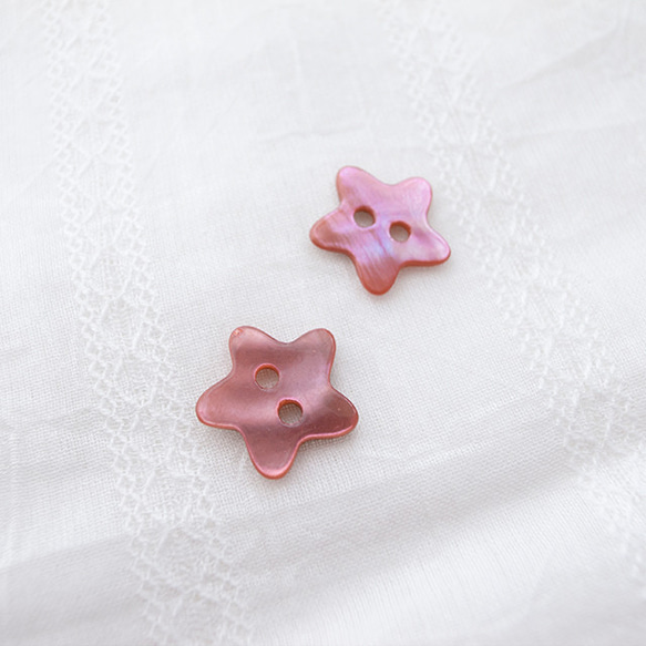 【染めアワビ貝ボタン 星型】 BT132 2穴 15mm C/#フランボワーズ **5個セット** ボタン takashimabutton ...