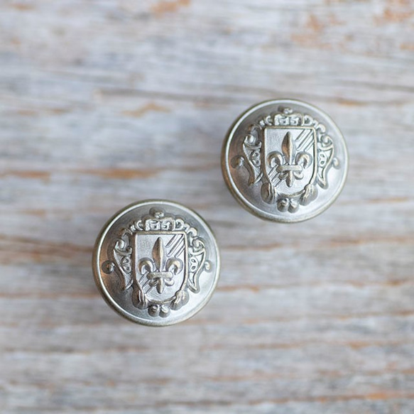 メタルエンブレムボタン ＃BT246 1穴 15mm C/#NBR シルバー×ホワイトゴールド 5個セット ボタン ...