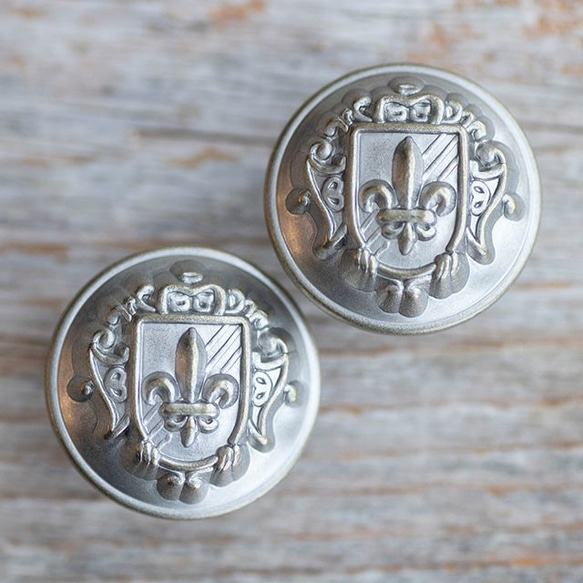 メタルエンブレムボタン ＃BT246 1穴 23mm C/#NBR シルバー×ホワイトゴールド 5個セット ボタン ...