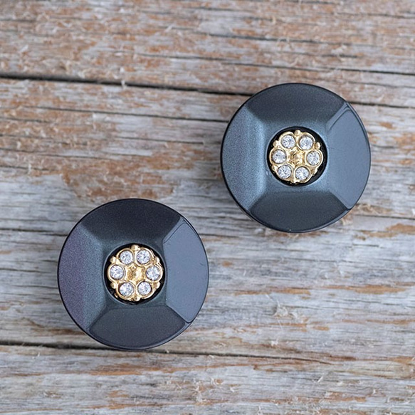 【レトロビジューボタン】 ＃BT261 1穴 20mm C/#09ブラック 2個セット ボタン takashimabutton 通販 ...