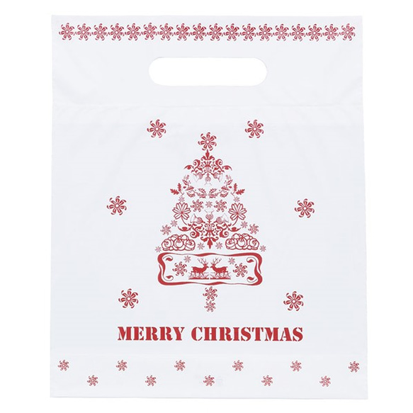 クリスマスイベントに♪『クリスマス柄 ギフトバッグ ホワイト』～21×26×底マチ6cm 15枚 ラッピング袋 Blanc de Roi 通販 ...