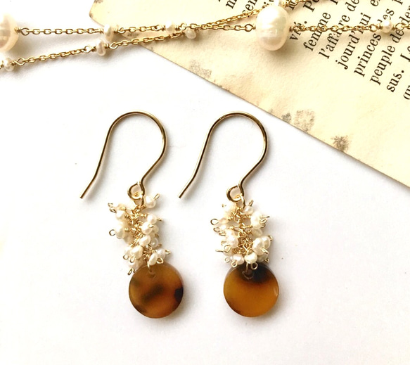 k14gf/ケシパール＆べっ甲柄パーツのピアス ピアス（フック・チェーン） soar 通販 3948100｜Creema(クリーマ)