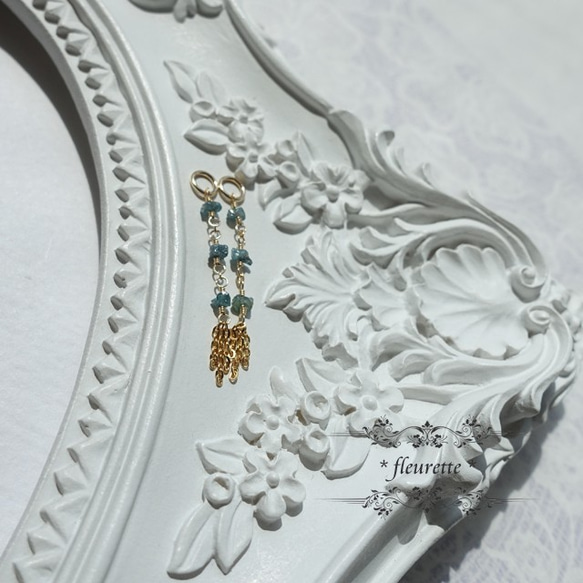 ブルーダイヤモンドピアスチャーム*K14GF*天然石 ピアス（その他） *fleurette* 通販｜Creema(クリーマ) 11610170