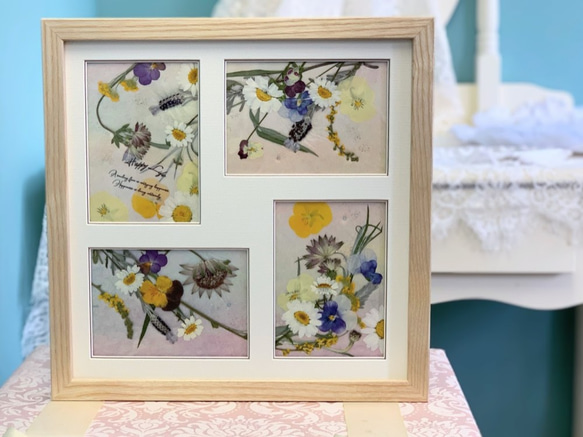 sale! おしゃれな4つ窓 押し花アート額 ナチュラルタイプ その他アート 神戸六甲 優花 通販｜Creema(クリーマ) 12346324