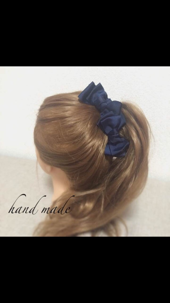 ダブリボン ︎ネイビー バレッタ chiiii 通販 5302120｜Creema(クリーマ)