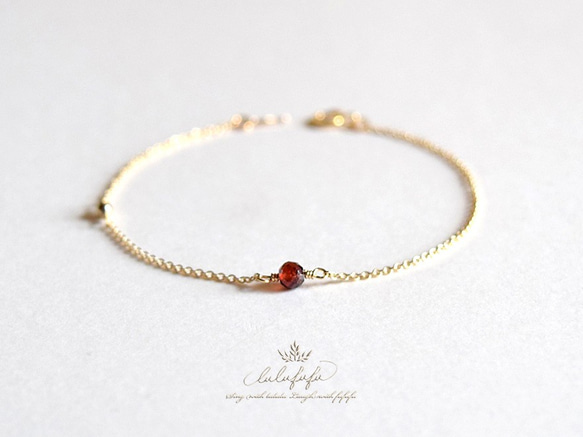 14kgf uni douce 灼熱の大地～宝石質モザンビーク産ガーネットの一粒ブレスレット ブレスレット lulufufu 通販 1715061｜Creema(クリーマ)