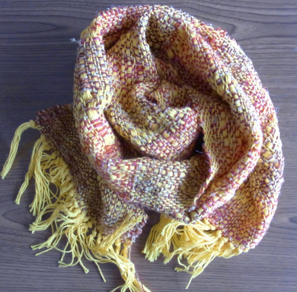 手織りマフラー（イエロー） マフラー reiko 通販 7340315｜Creema(クリーマ)