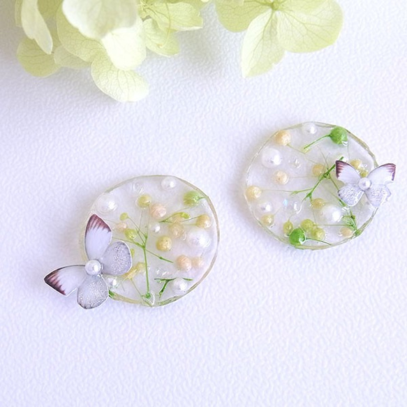 夏の庭 樹脂ピアスor樹脂ノンホールピアス イヤリング・ノンホールピアス MALUI-TSUKI 通販 5608530｜Creema(クリーマ)